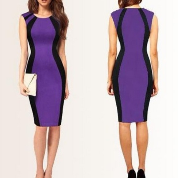 Dresses | Black Purple Bodycon Dress | Poshmark